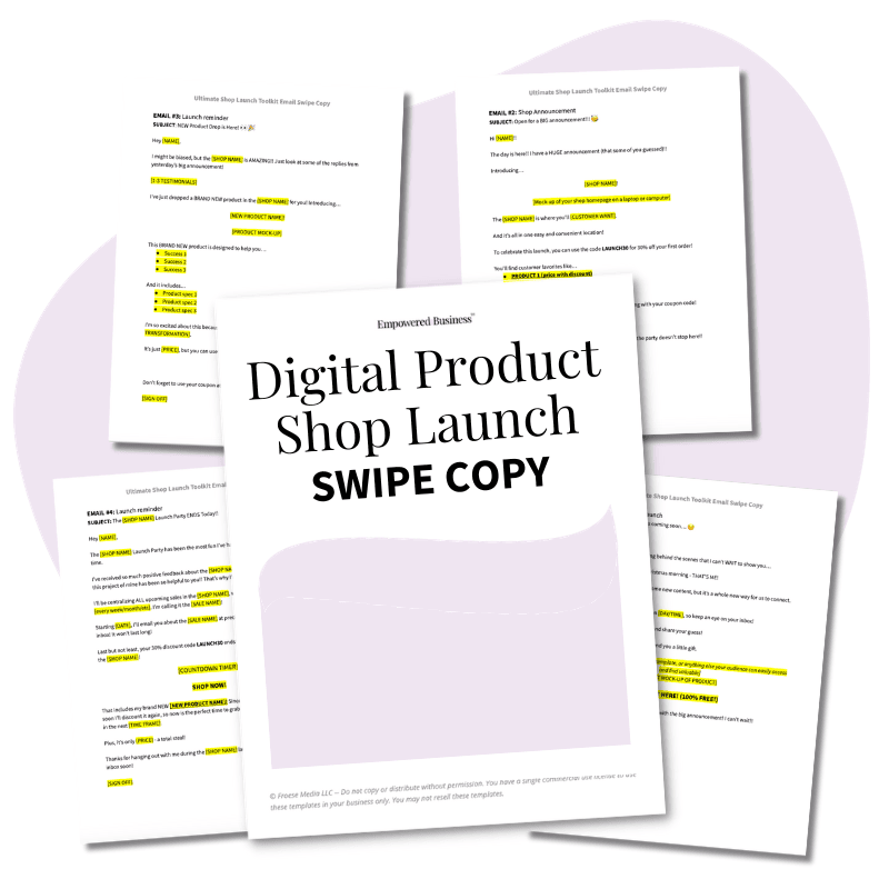 Digital Product Shop Launch Swipe Copy